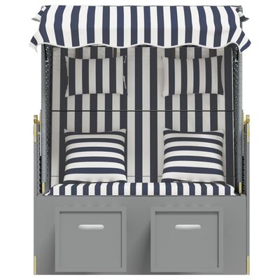 vidaXL Strandstoel met kussens poly rattan en hout blauw en wit online ...