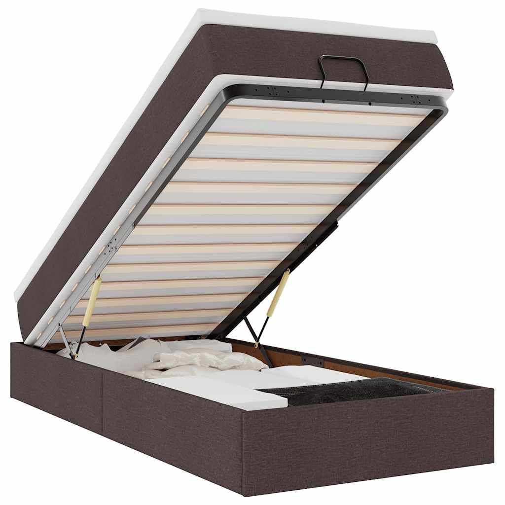 vidaXL Ottoman bed met matras 100x200cm stof donkerbruin online kopen ...