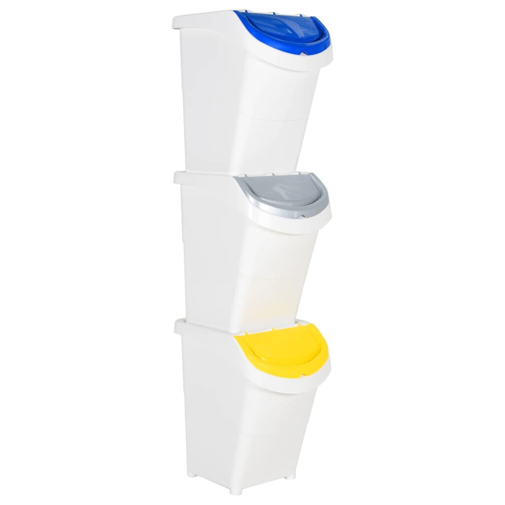 vidaXL Afvalbakken met deksels stapelbaar 3 st PP 120 L wit online ...