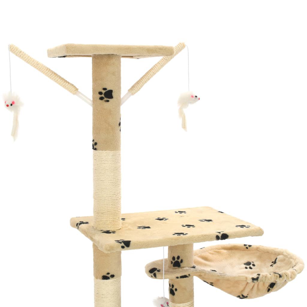 vidaXL Kattenpaal met sisal krabpalen 230-250 cm pootafdrukken beige ...
