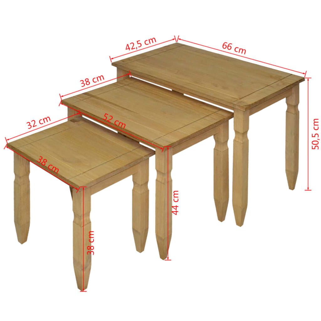 vidaXL Tafeltjes set Mexicaans grenenhout Corona-stijl 3 st online ...