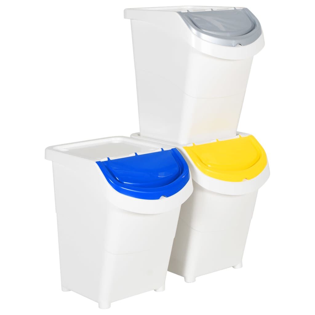 vidaXL Afvalbakken met deksels stapelbaar 3 st PP 120 L wit online ...