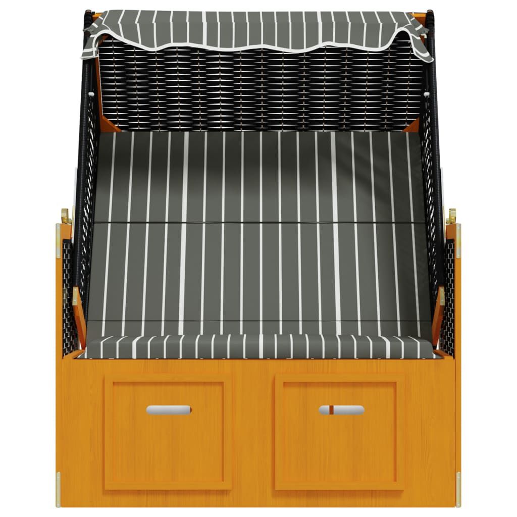 vidaXL Strandstoel met luifel poly rattan en hout zwart en grijs online ...