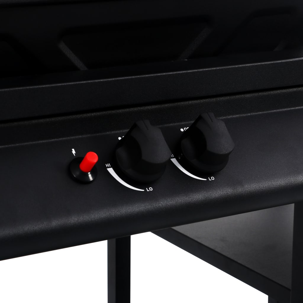 vidaXL Gasbarbecue met 3-laags zijtafel zwart online kopen | vidaXL.be