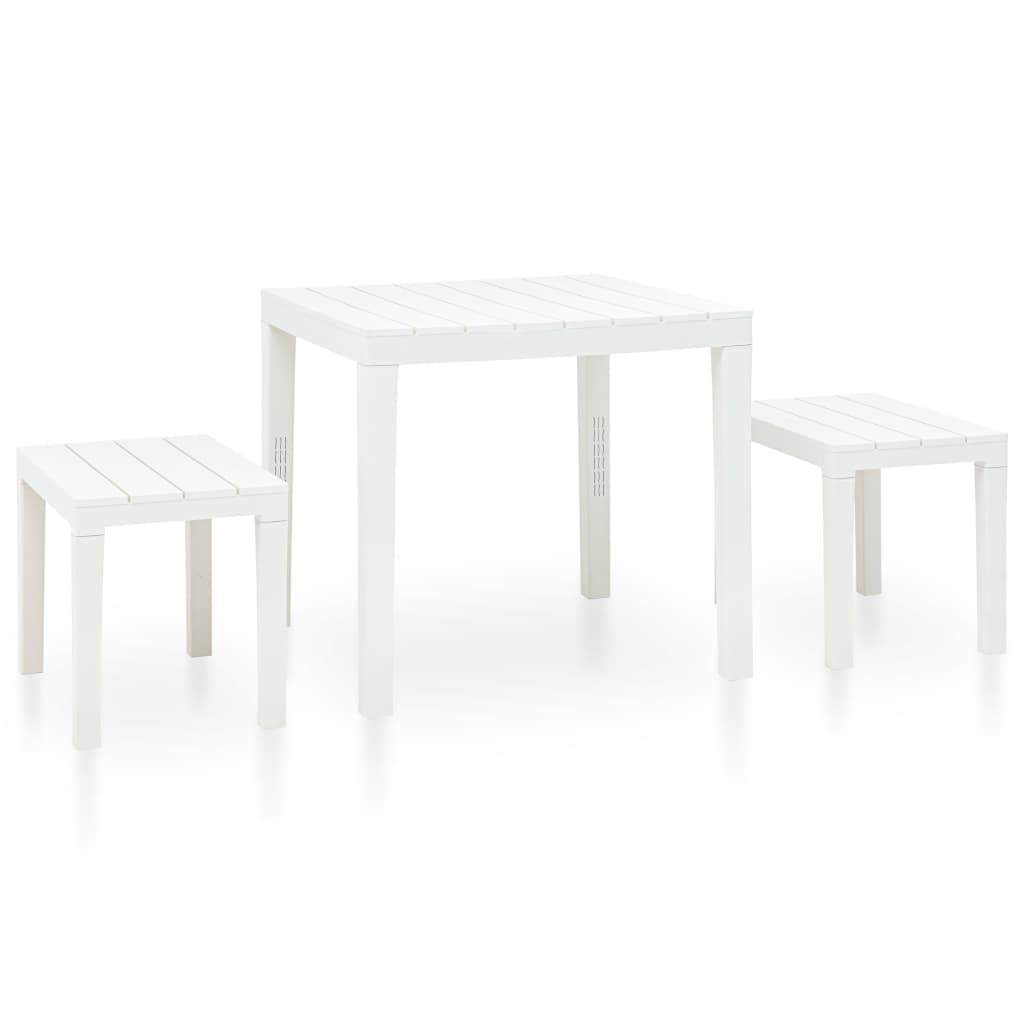 vidaXL Tuintafel met 2 banken kunststof wit online kopen | vidaXL.be