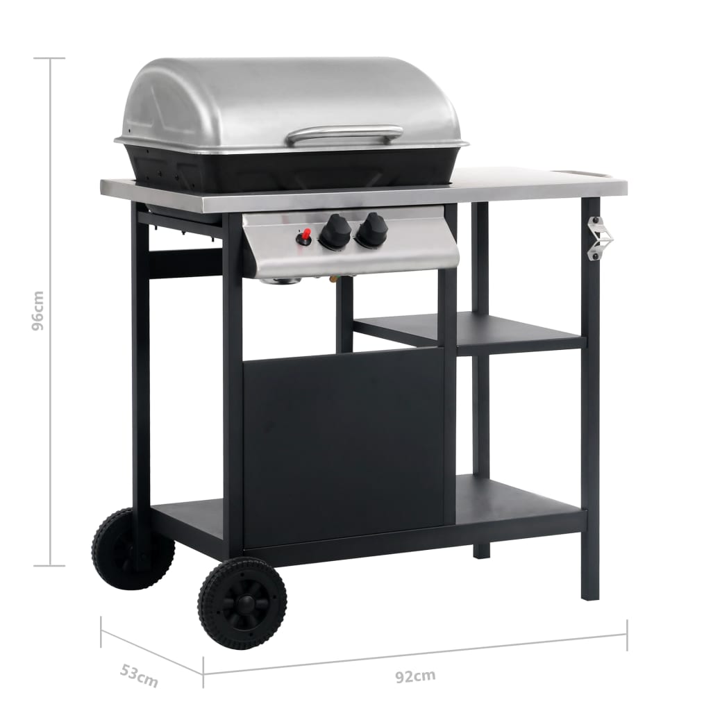 vidaXL Gasbarbecue met 3-laags zijtafel zwart en zilverkleurig online ...