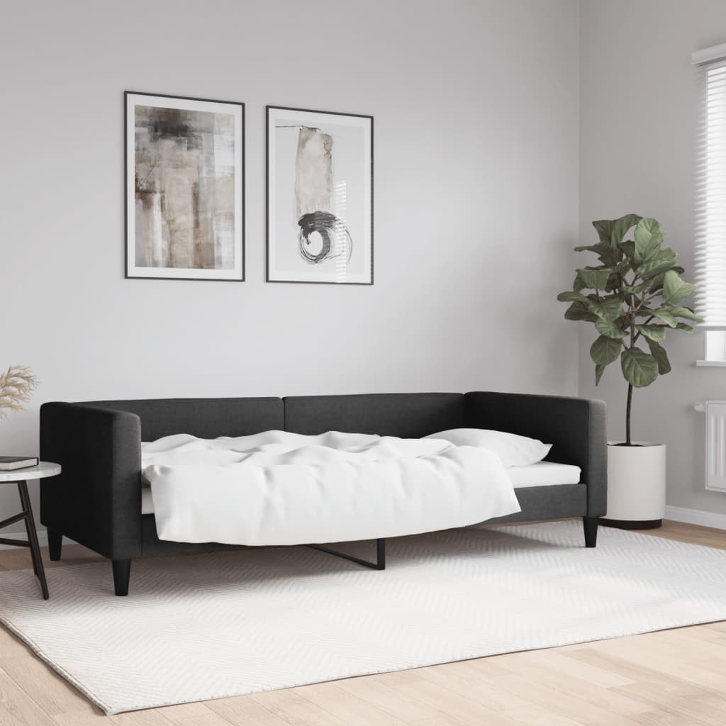 vidaXL Slaapbank 90x200 cm stof zwart online kopen | vidaXL.be