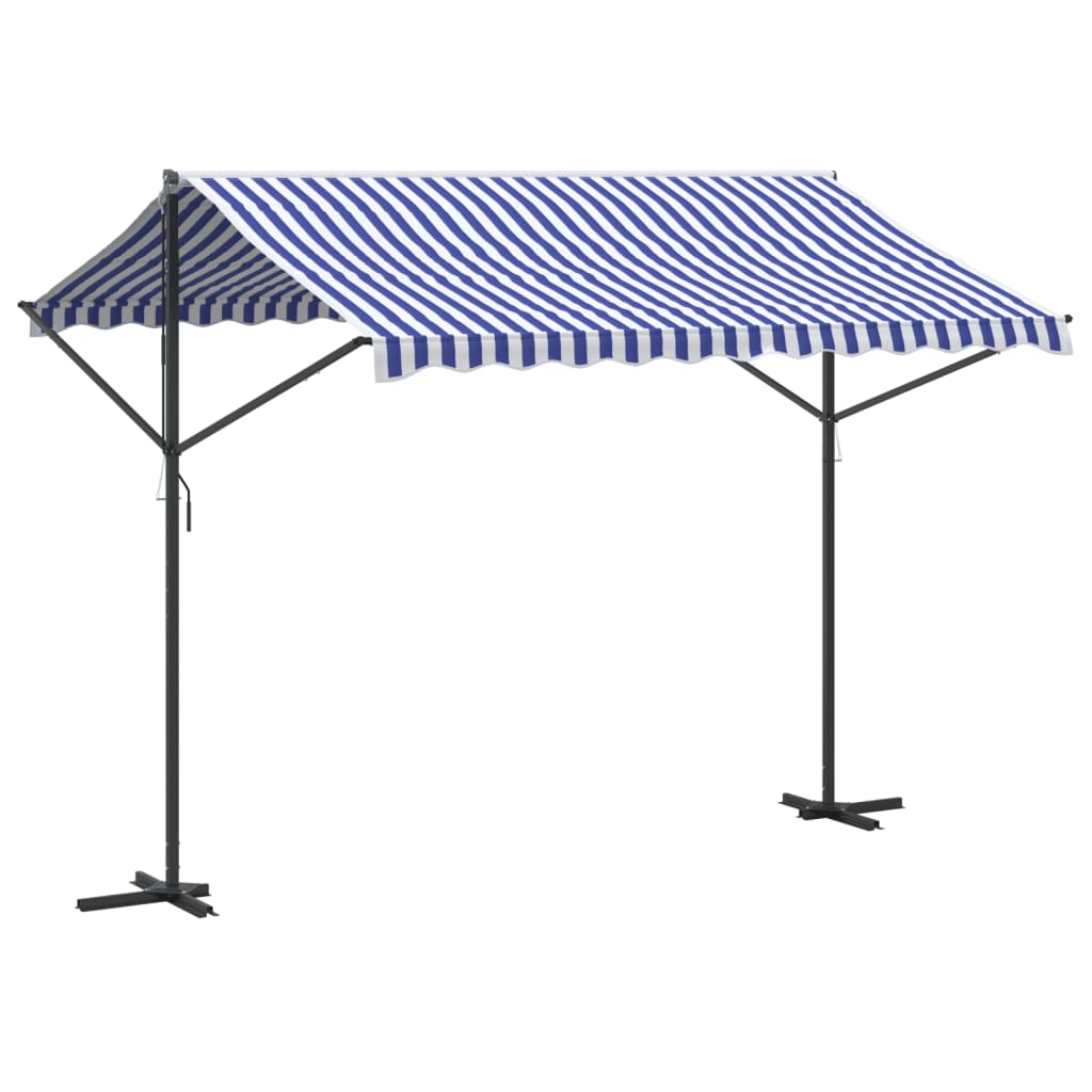 vidaXL Luifel vrijstaand 300x300 cm stof en staal blauw en wit online ...