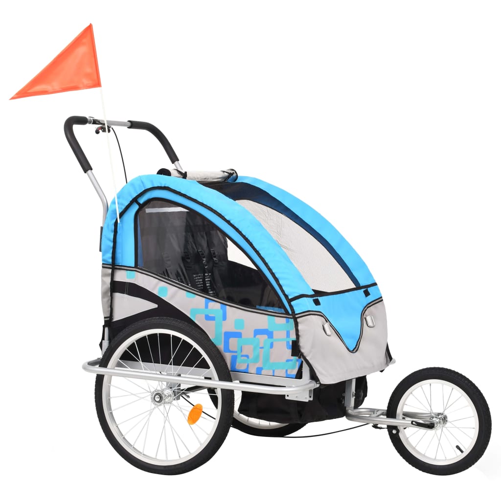 vidaXL Fietstrailer en kinderwagen 2-in-1 blauw en grijs online kopen ...