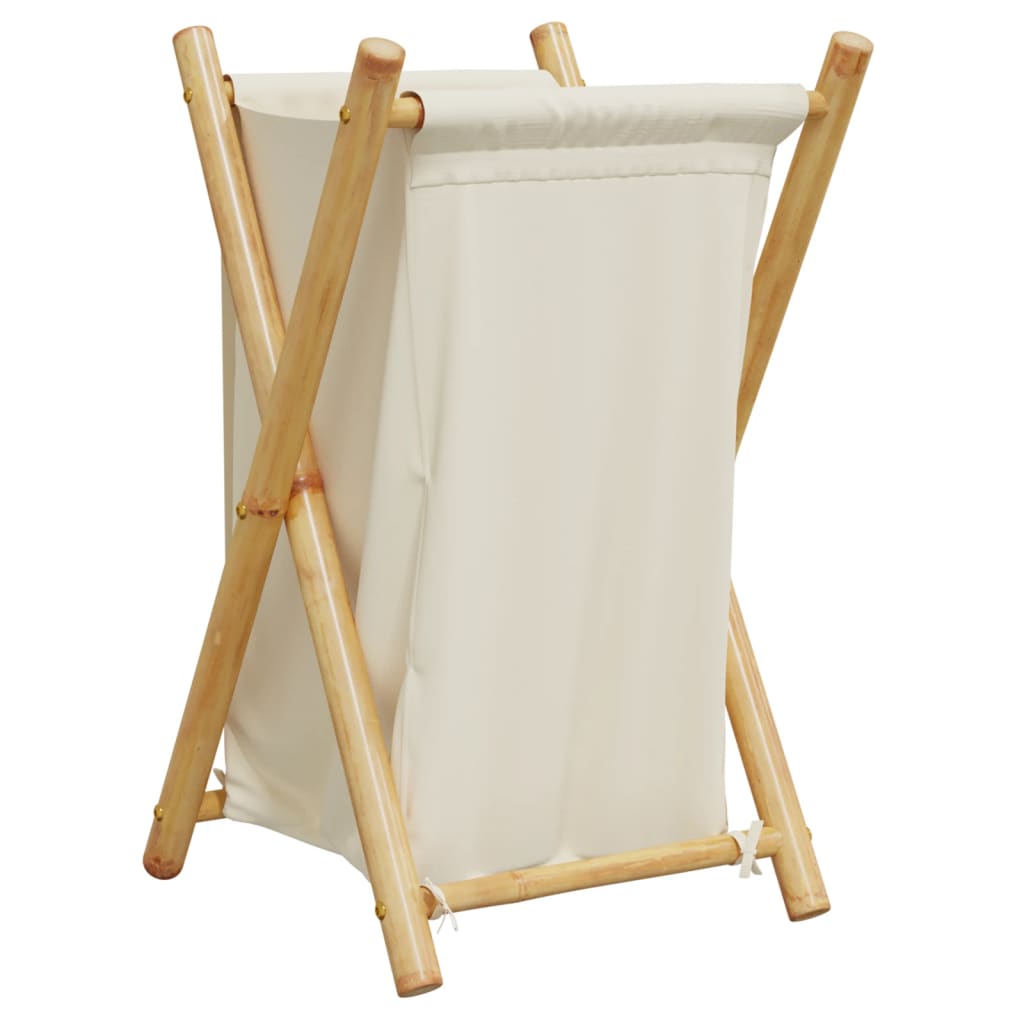 vidaXL Wasmand 41,5x36x63,5 cm bamboe crèmewit online kopen | vidaXL.be