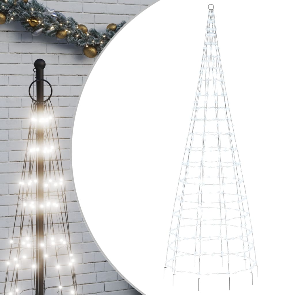 vidaXL LED-kerstboom aan vlaggenmast 550 LEDs koud wit 300 cm online ...