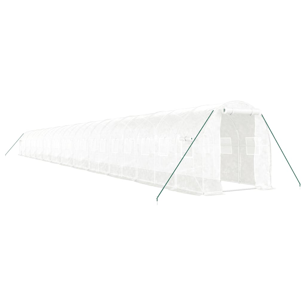 vidaXL Tuinkas met stalen frame 48 m² 24x2x2 m wit online kopen | vidaXL.be