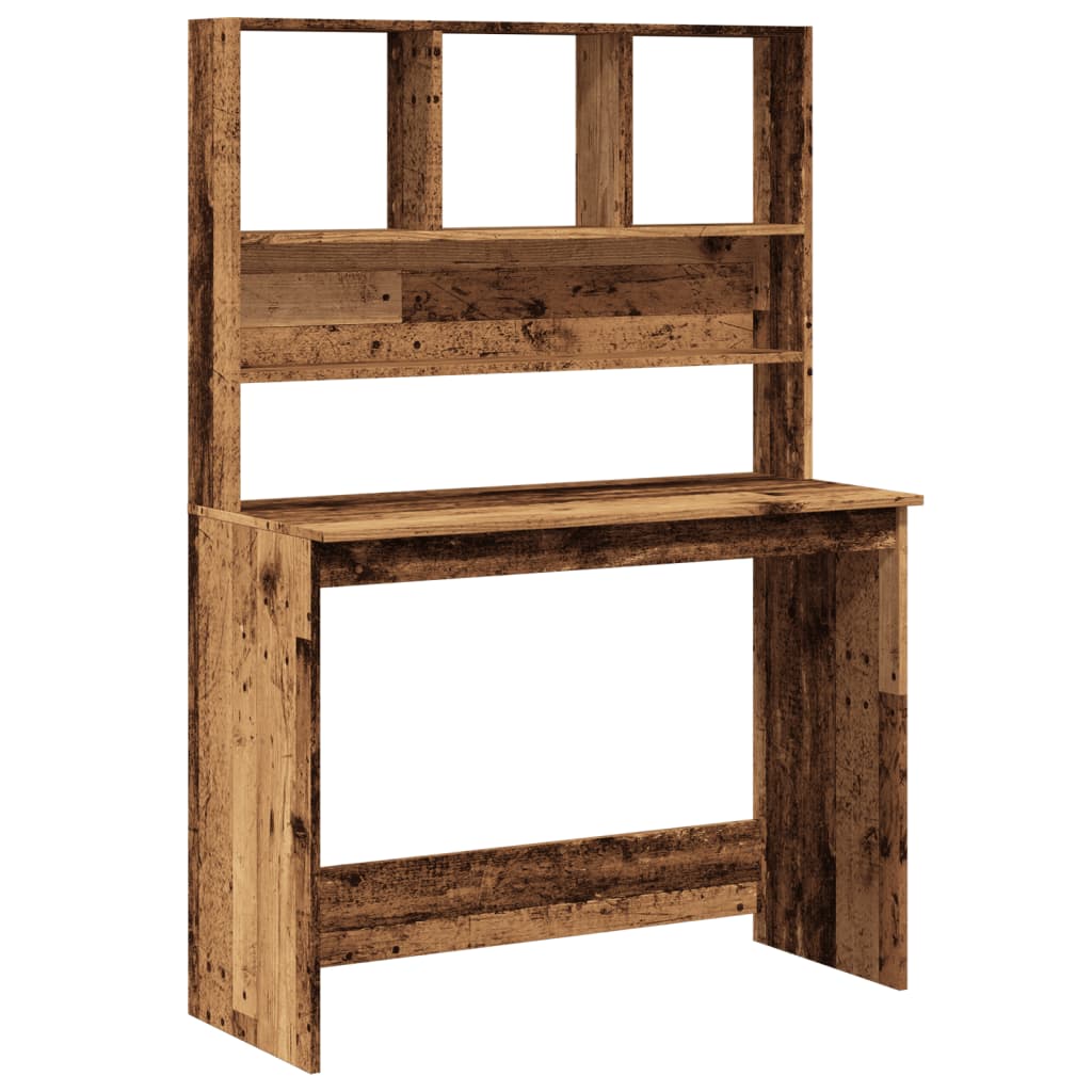 vidaXL Bureau met schappen 102x45x148 cm bewerkt hout oud houtkleurig ...
