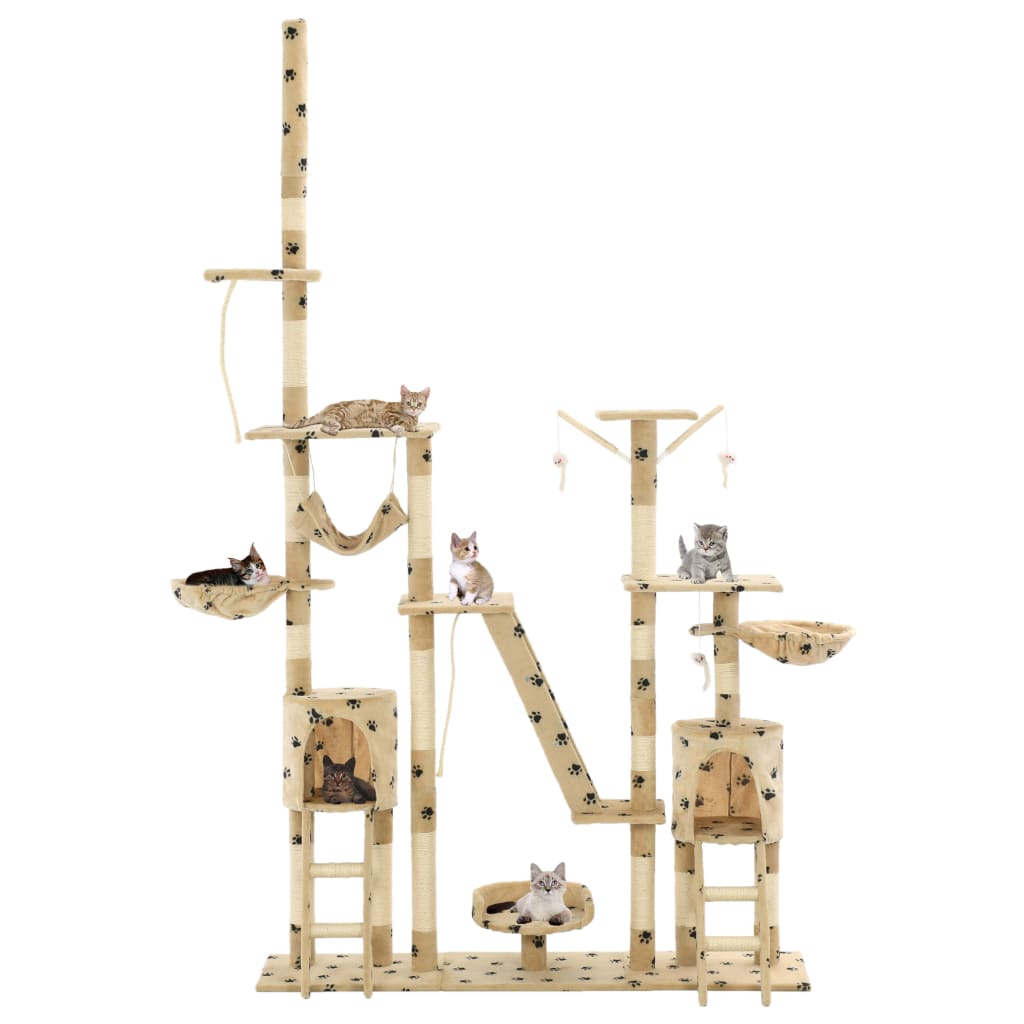 vidaXL Kattenpaal met sisal krabpalen 230-250 cm pootafdrukken beige ...
