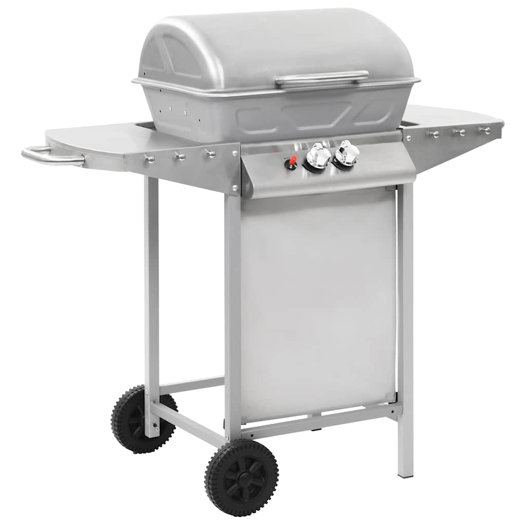 vidaXL Gasbarbecue en grill met 2 kookzones roestvrij staal zilver ...