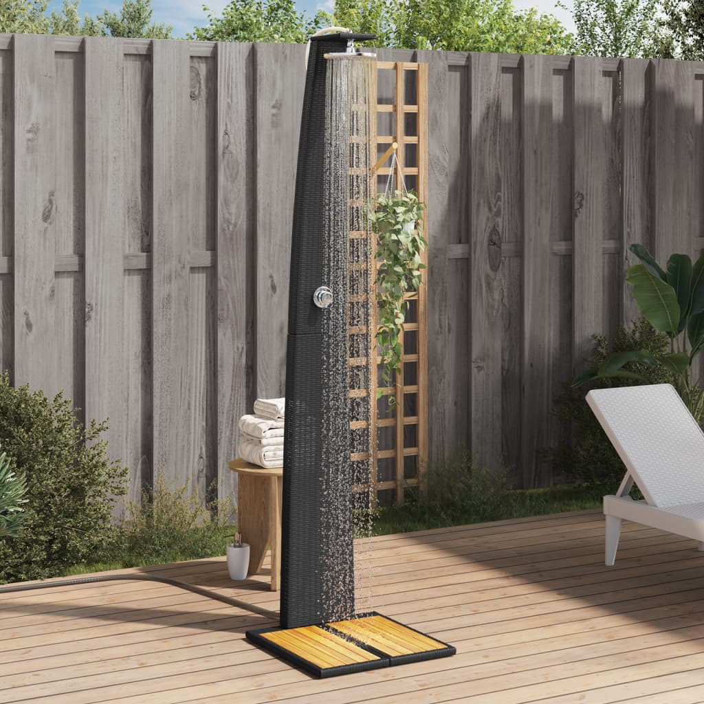 vidaXL Buitendouche 55x60x224 cm poly rattan en acaciahout zwart online ...