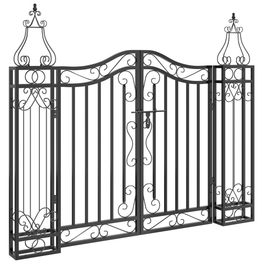 vidaXL Poort 121x8x100 cm smeedijzer zwart online kopen | vidaXL.be