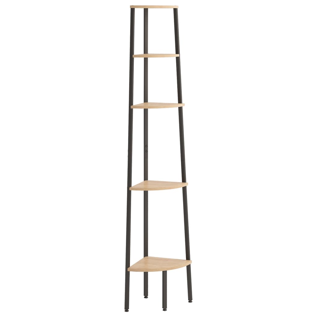 vidaXL Hoekkastje met 5 schappen 45,5x31,5x180 cm lichtbruin en zwart ...