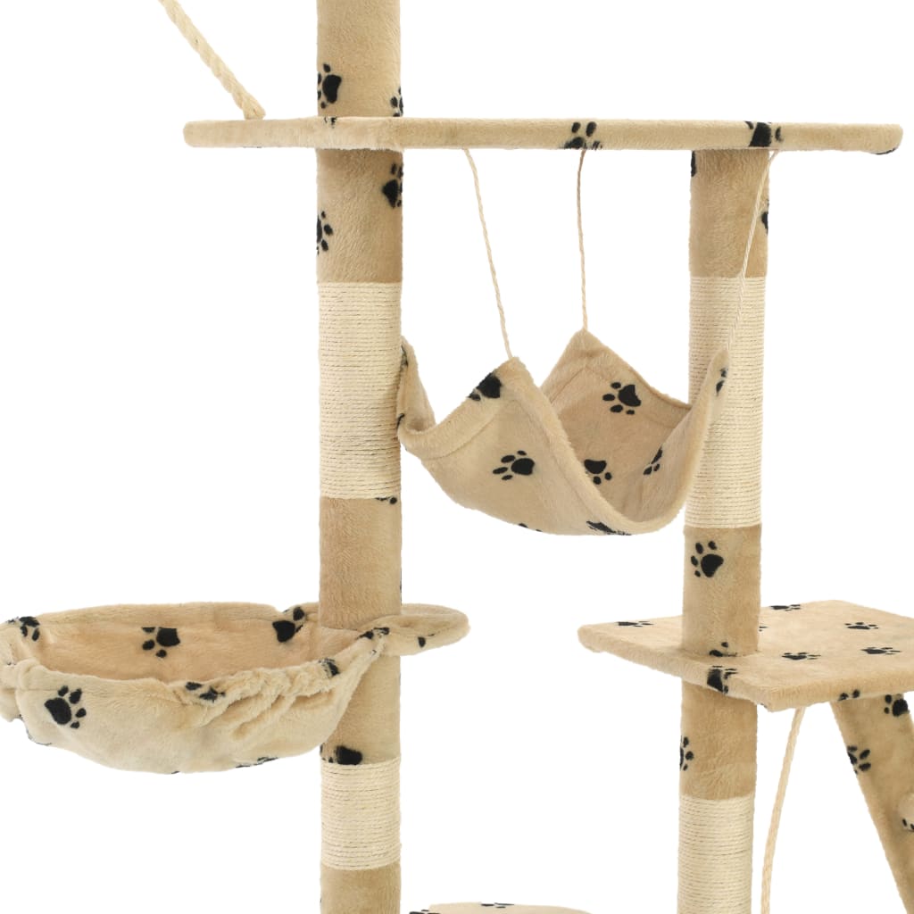 vidaXL Kattenpaal met sisal krabpalen 230-250 cm pootafdrukken beige ...