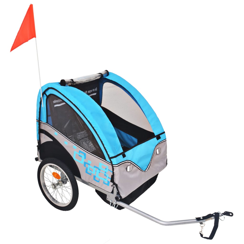 vidaXL Fietstrailer 30 kg grijs en blauw online kopen | vidaXL.be